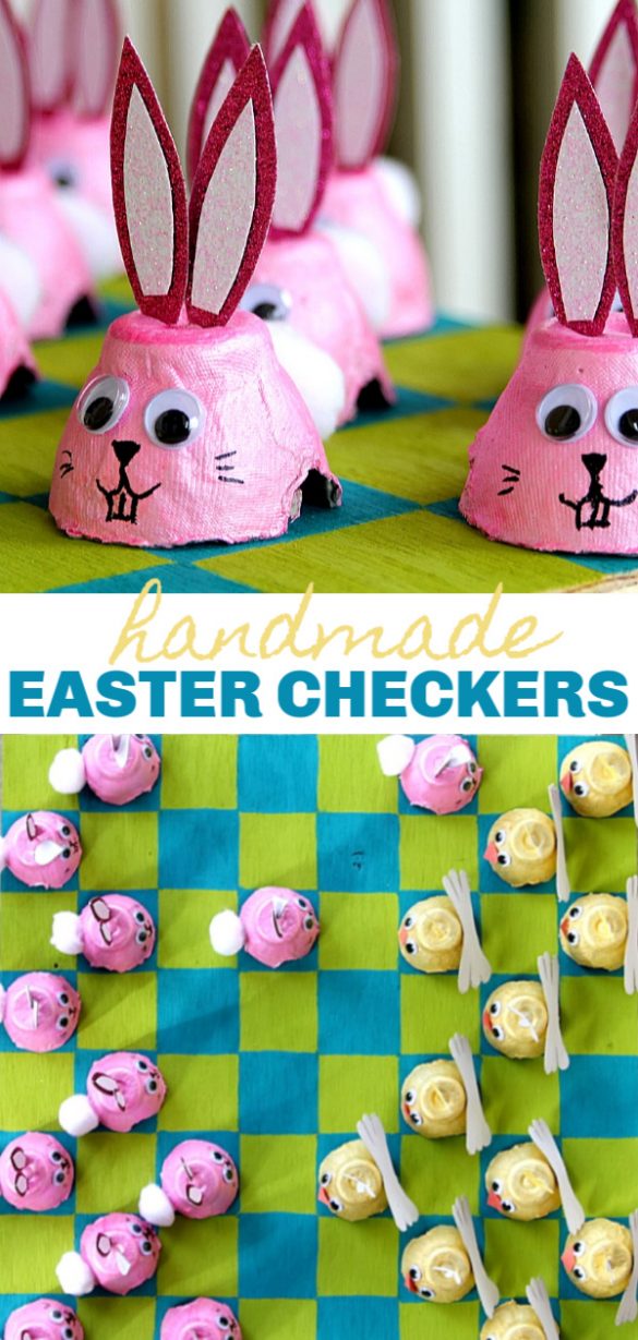 DIY Easter Egg Carton Checkers Game Board | Tonya Staab