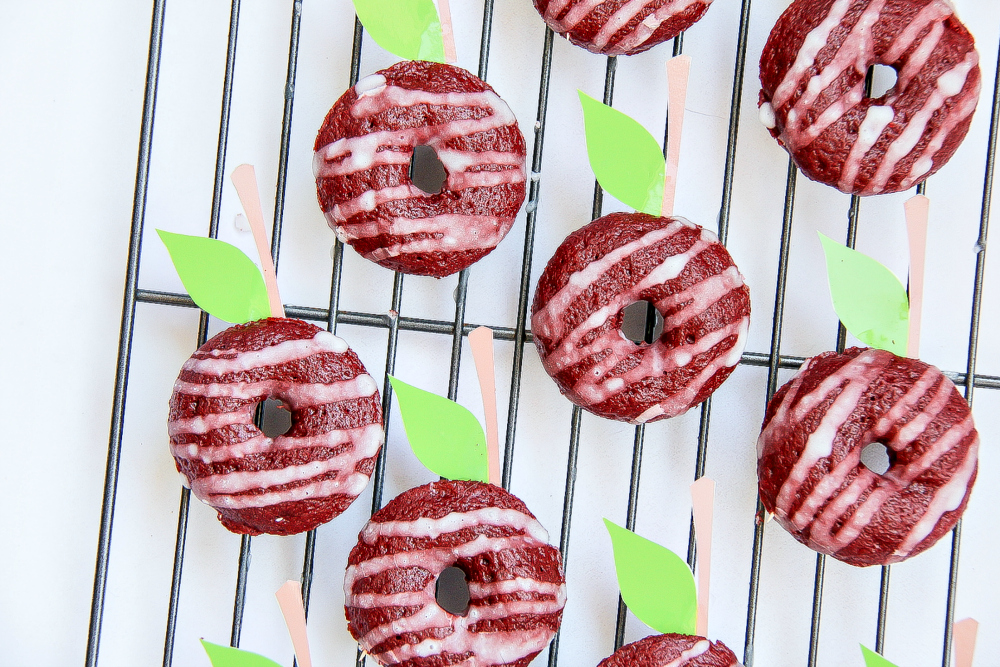 Red Velvet Apple Donut Classroom Treats | Tonya Staab