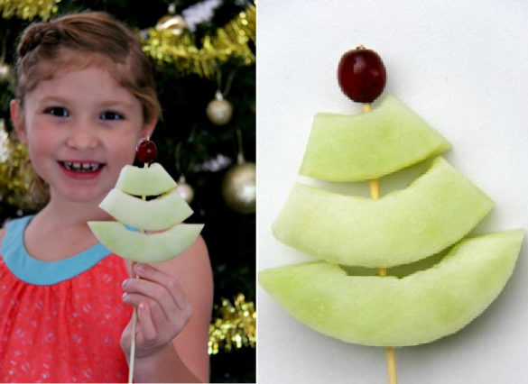 Healthy Melon Christmas Tree Snack for Kids | Tonya Staab