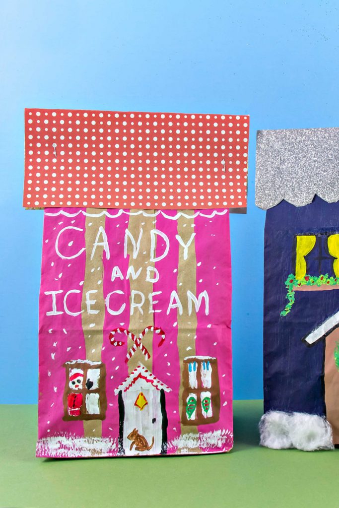 Christmas Town Brown Paper Bag Craft for Kids | Tonya Staab