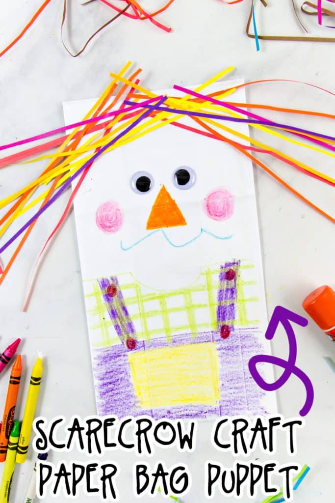 Colorful Paper Bag Scarecrow Puppet Craft for Kids | Tonya Staab